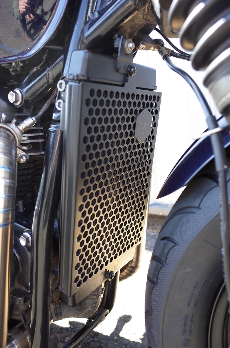 Poulson ~ Custom Triumph Bobber radiator guard – Poulson Creative Customs