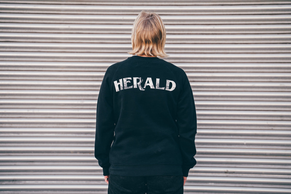 Herald Brand Logo Sweatshirt - Washed Black – Poulson Creative Customs